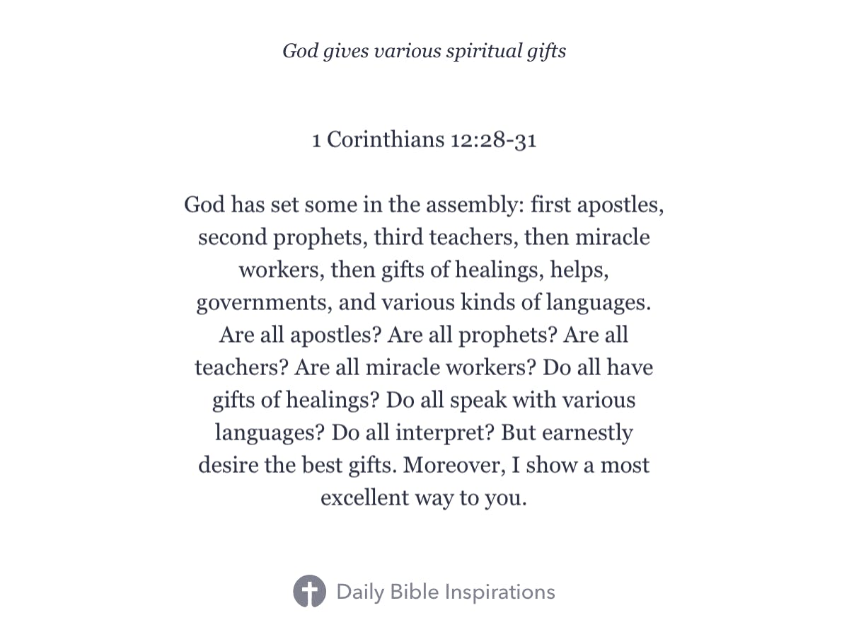 1 Corinthians 12:28-31 - Daily Bible Inspirations