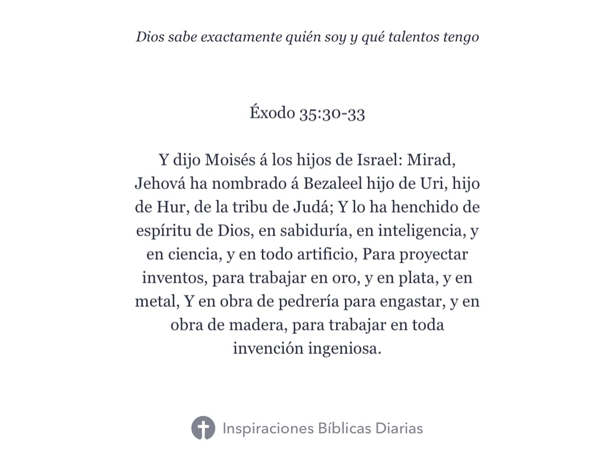 Éxodo 35:30-33 - Inspiraciones Bíblicas Diarias